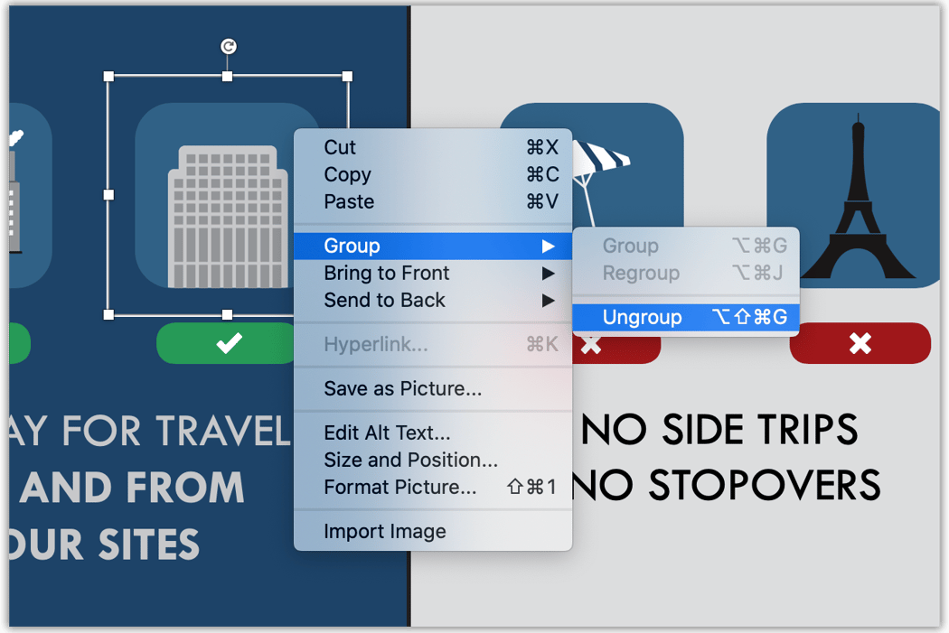 Ungrouping and grouping elements