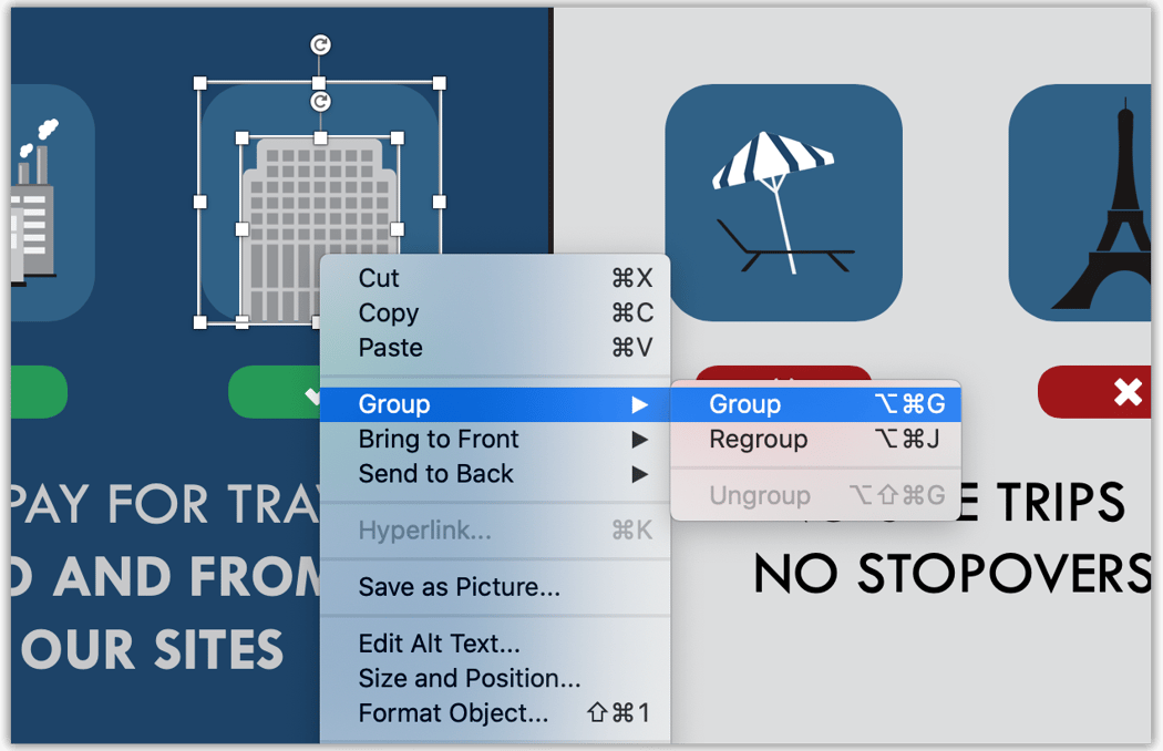 Ungrouping and grouping elements