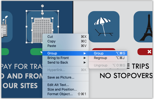 Ungrouping and grouping elements