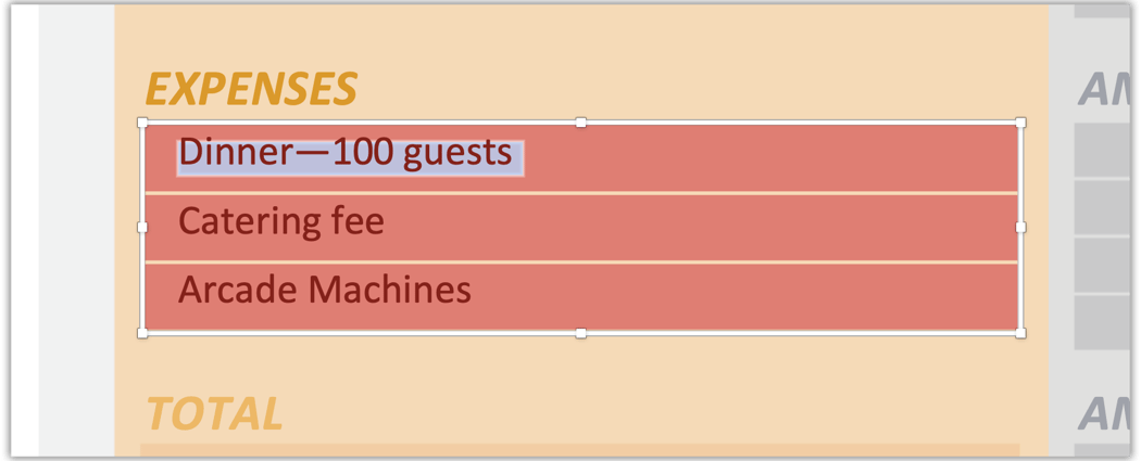 Editing tables in PowerPoint