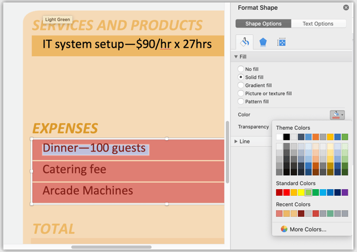 Editing tables in PowerPoint